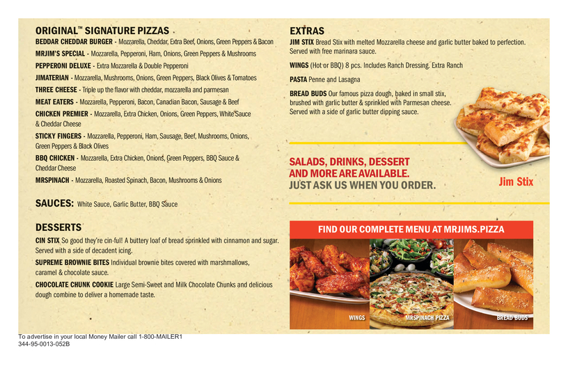 Mr. Jim s Pizza Coupon Promo Money Mailer